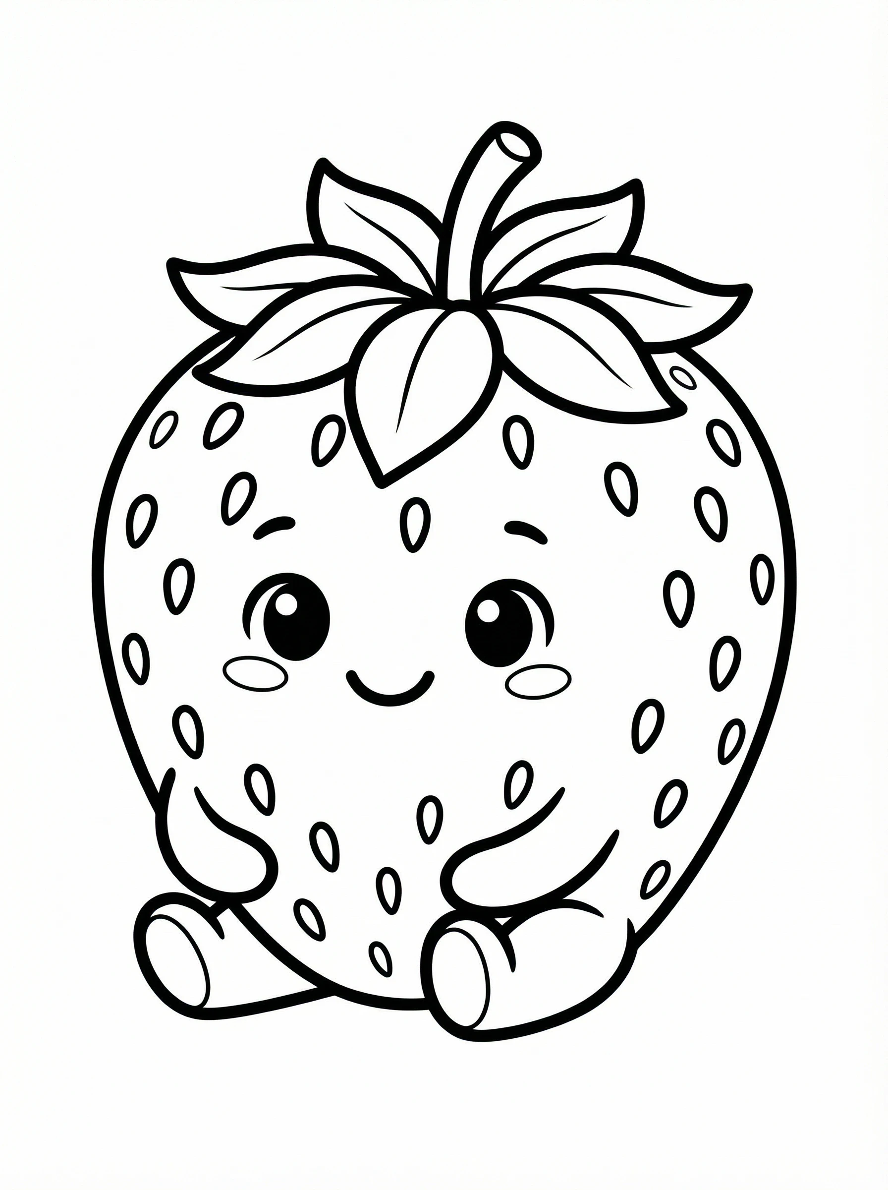 Cute Sitting Strawberry Coloring Page