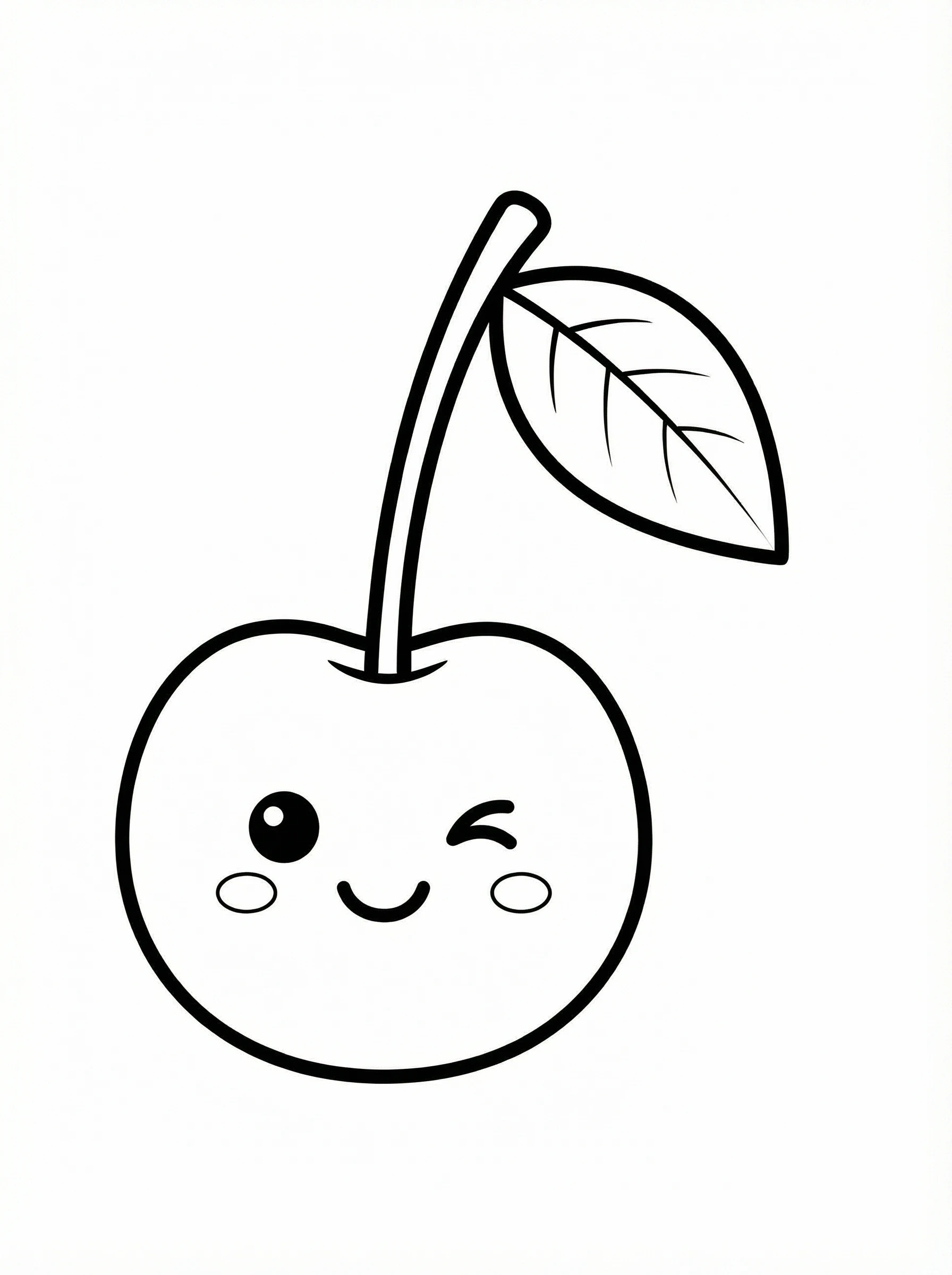 Cute Winking Cherry Coloring Page