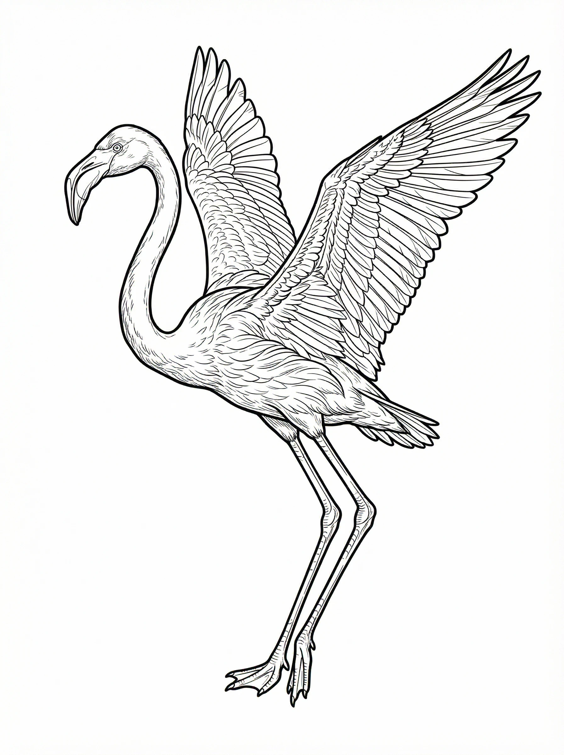 Flamingo Taking Flight Coloring Page
