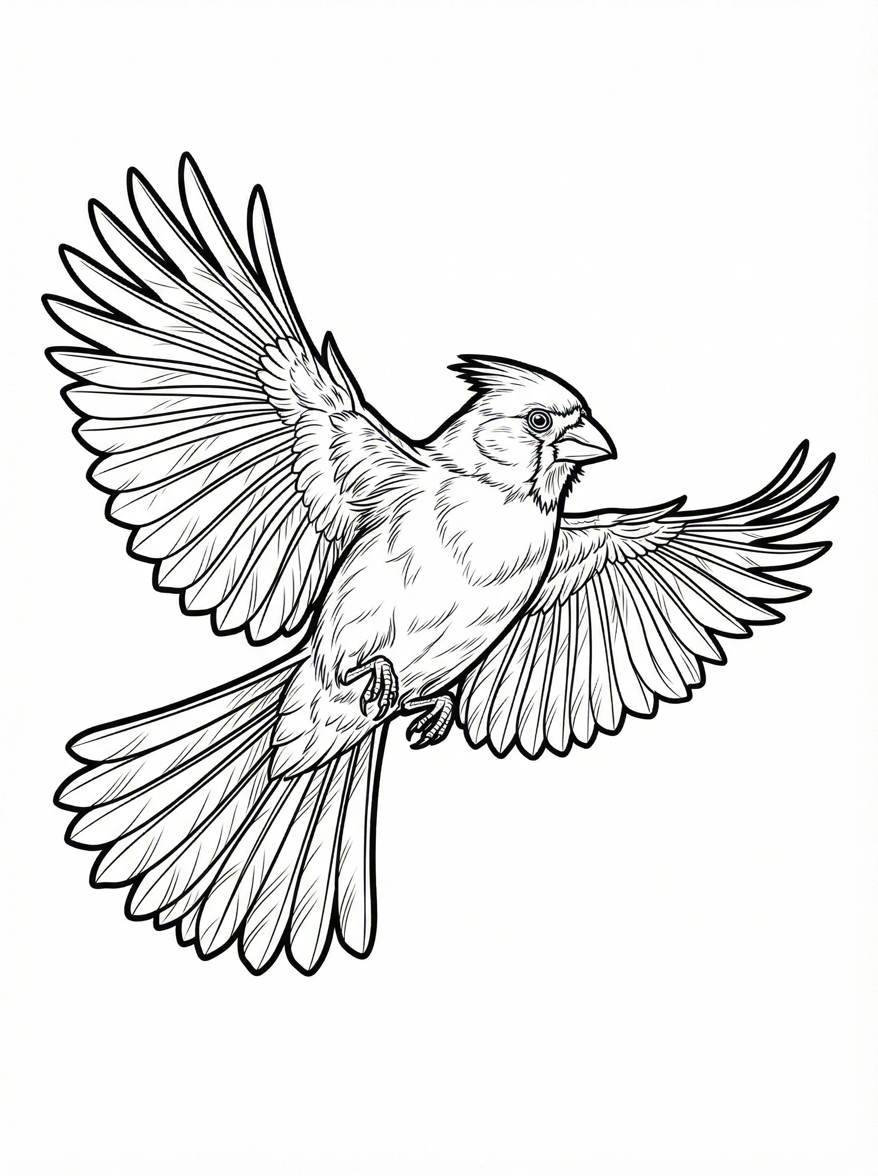 Cardinal in Flight Coloring Page
