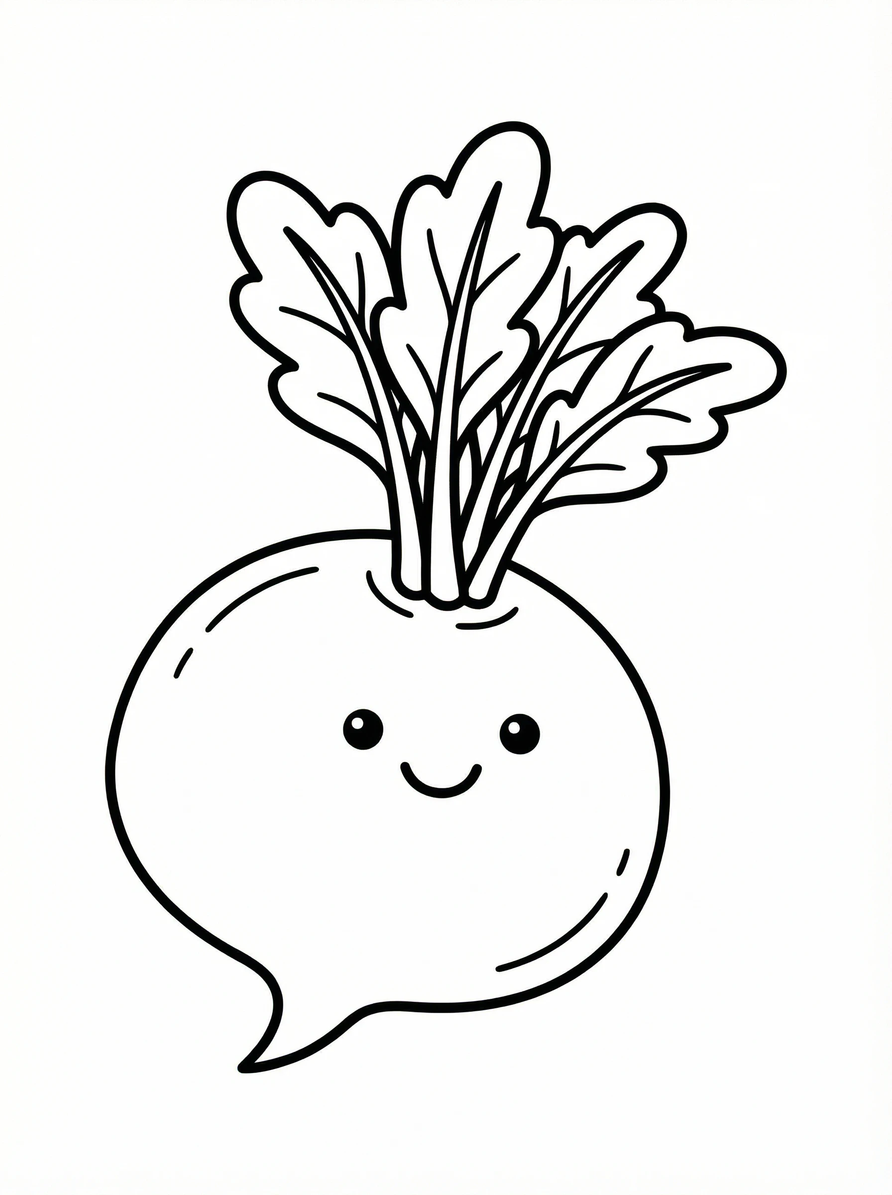 Cute Smiling Radish Coloring Page