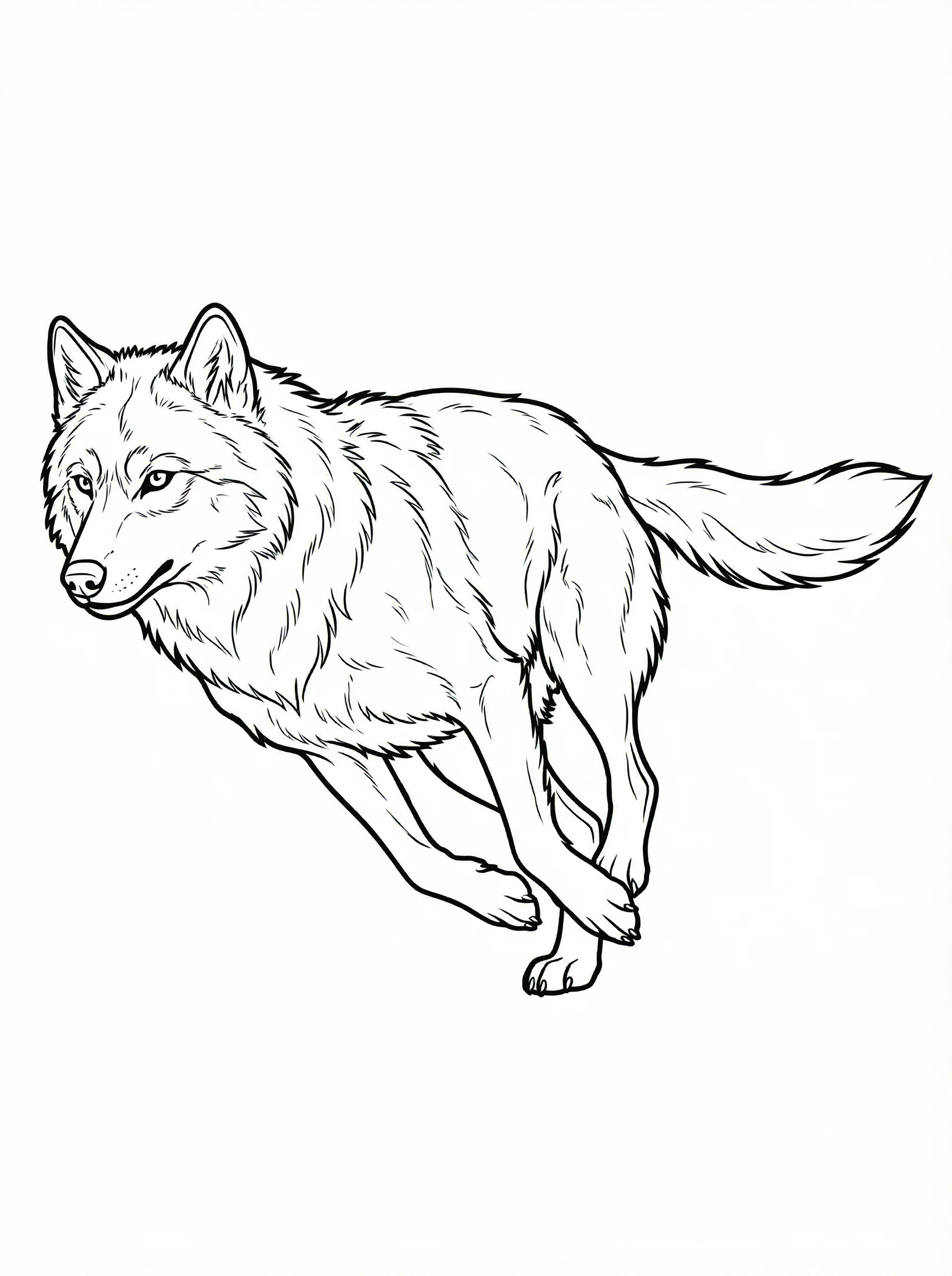Sprinting Gray Wolf Coloring Page