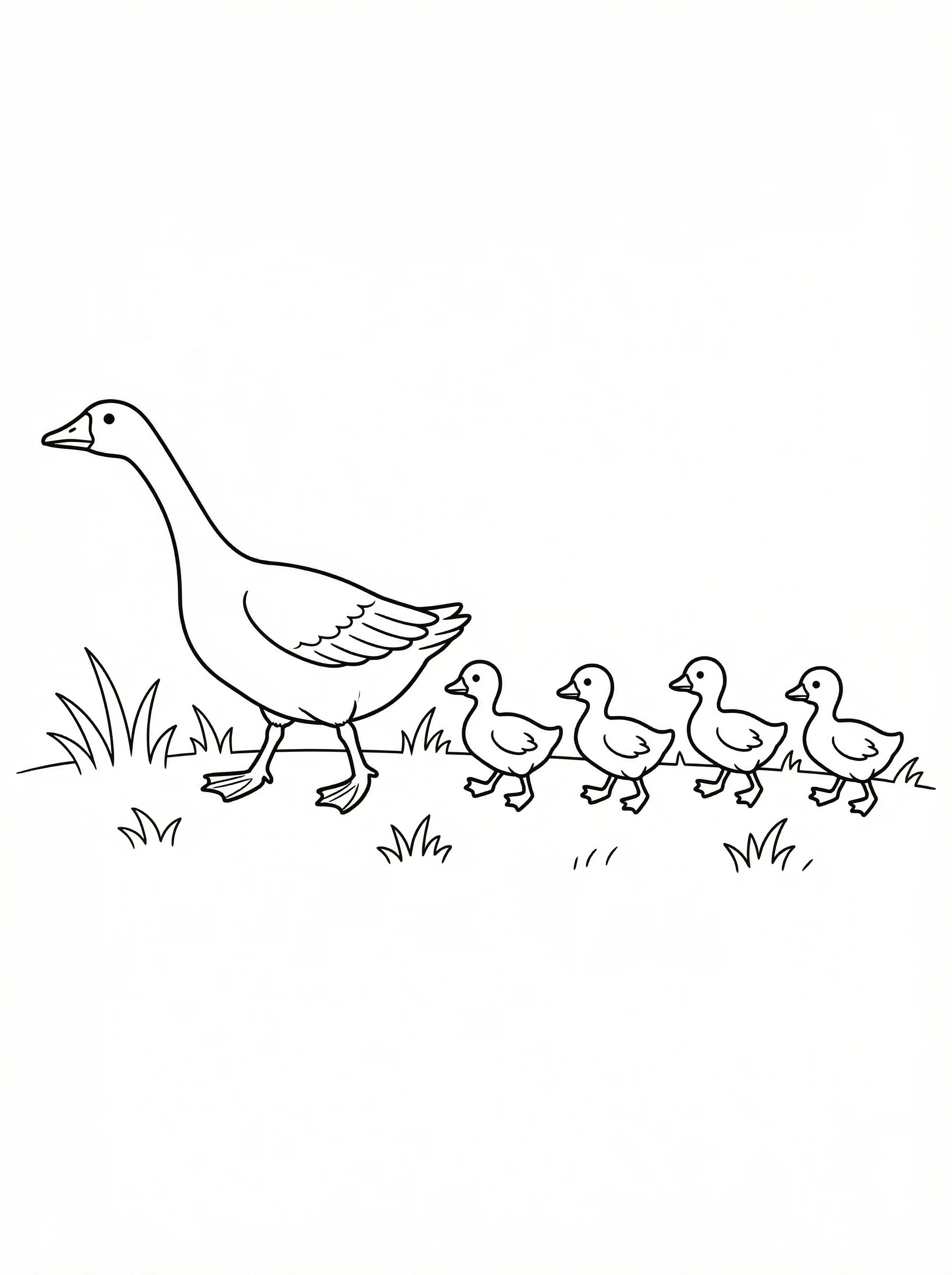 Mother Goose with Goslings Coloring Page