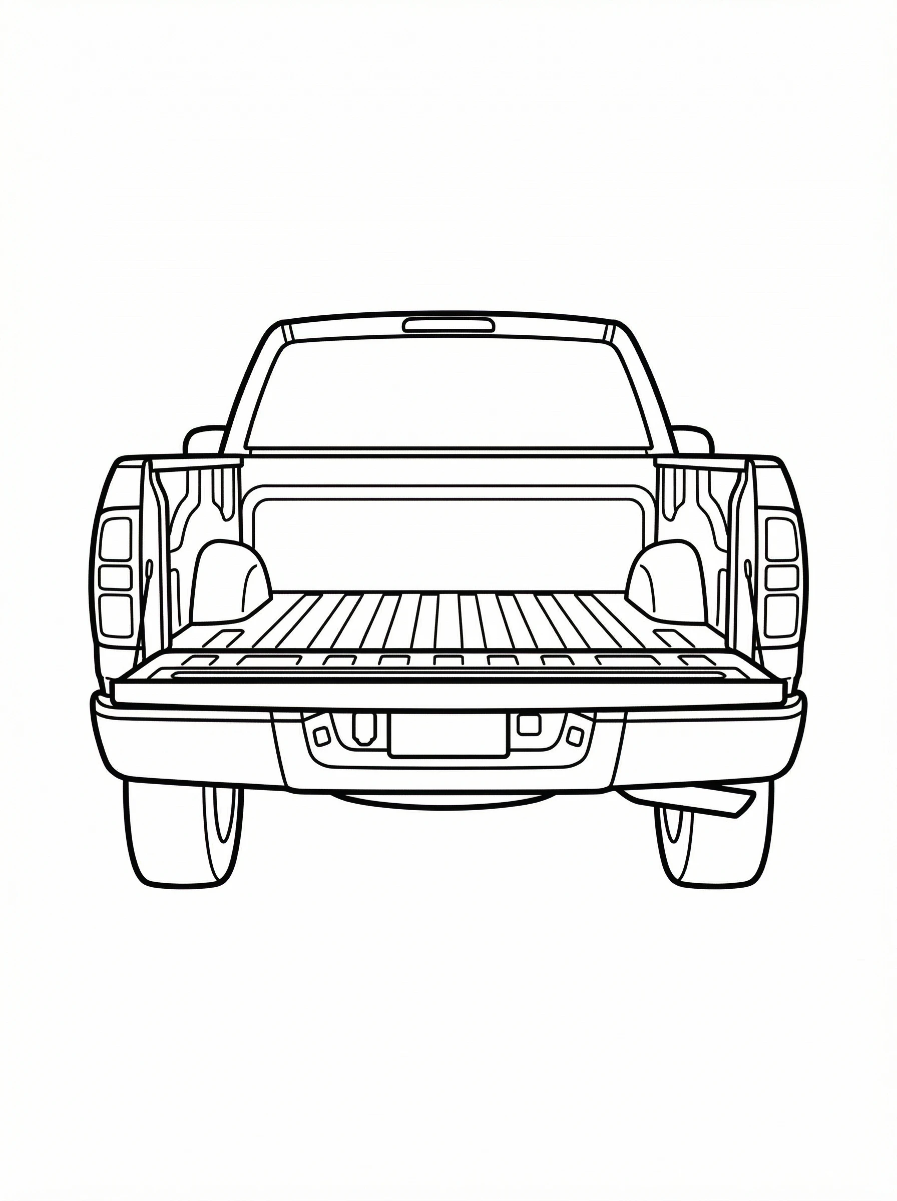 Pickup Truck with Open Tailgate Coloring Page