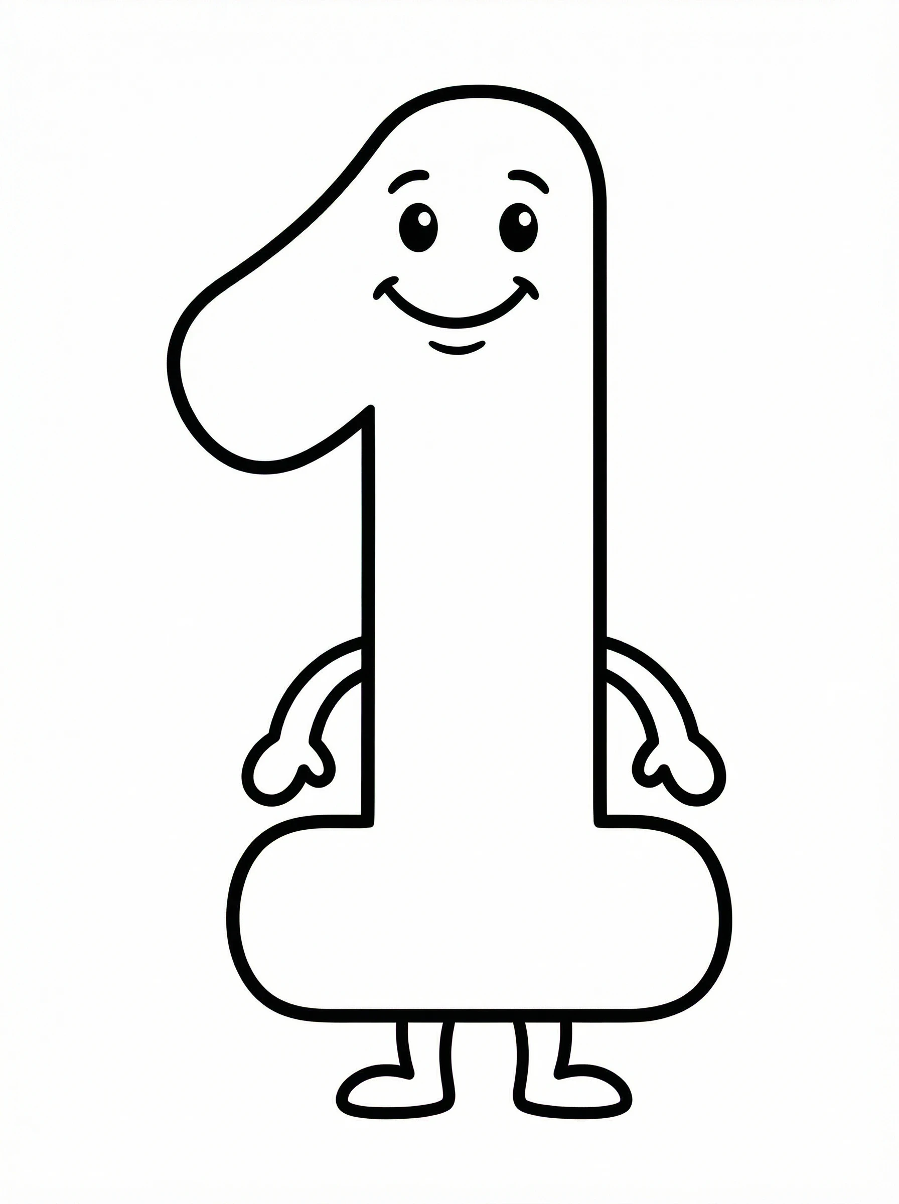 Smiling Number One Coloring Page